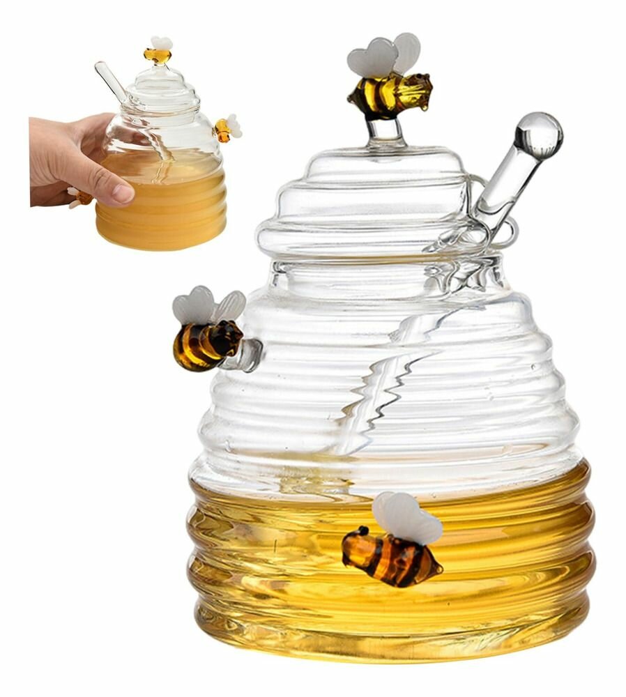 Банки Для Меда Объемом 500 Мл С Крышкой Для Меда И Сиропа. Стеклянная банка для меда в японском стиле с мешалкой.