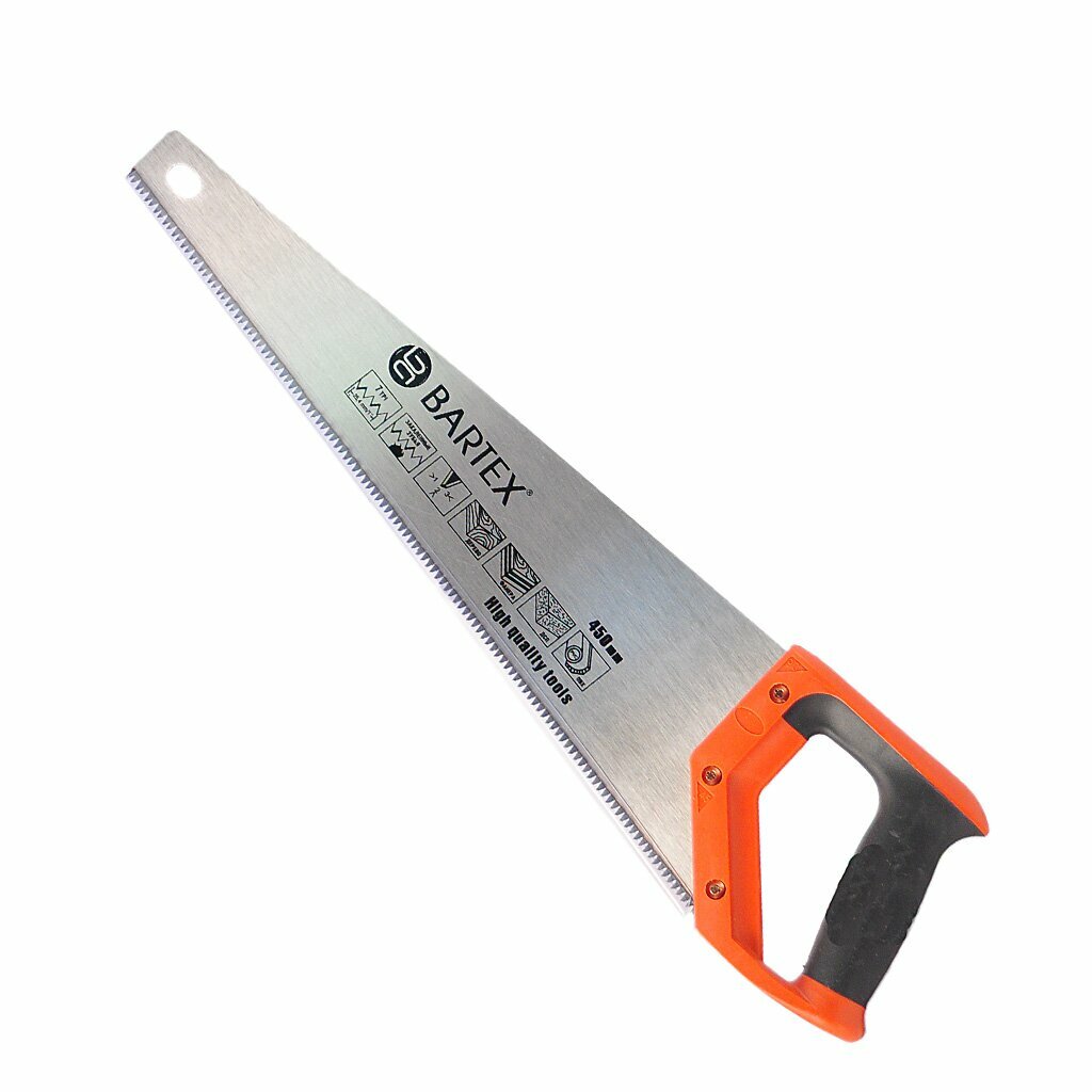 Ножовка по дереву Bartex Profi P-450, 450 мм, 3D-заточка, 8 TPI
