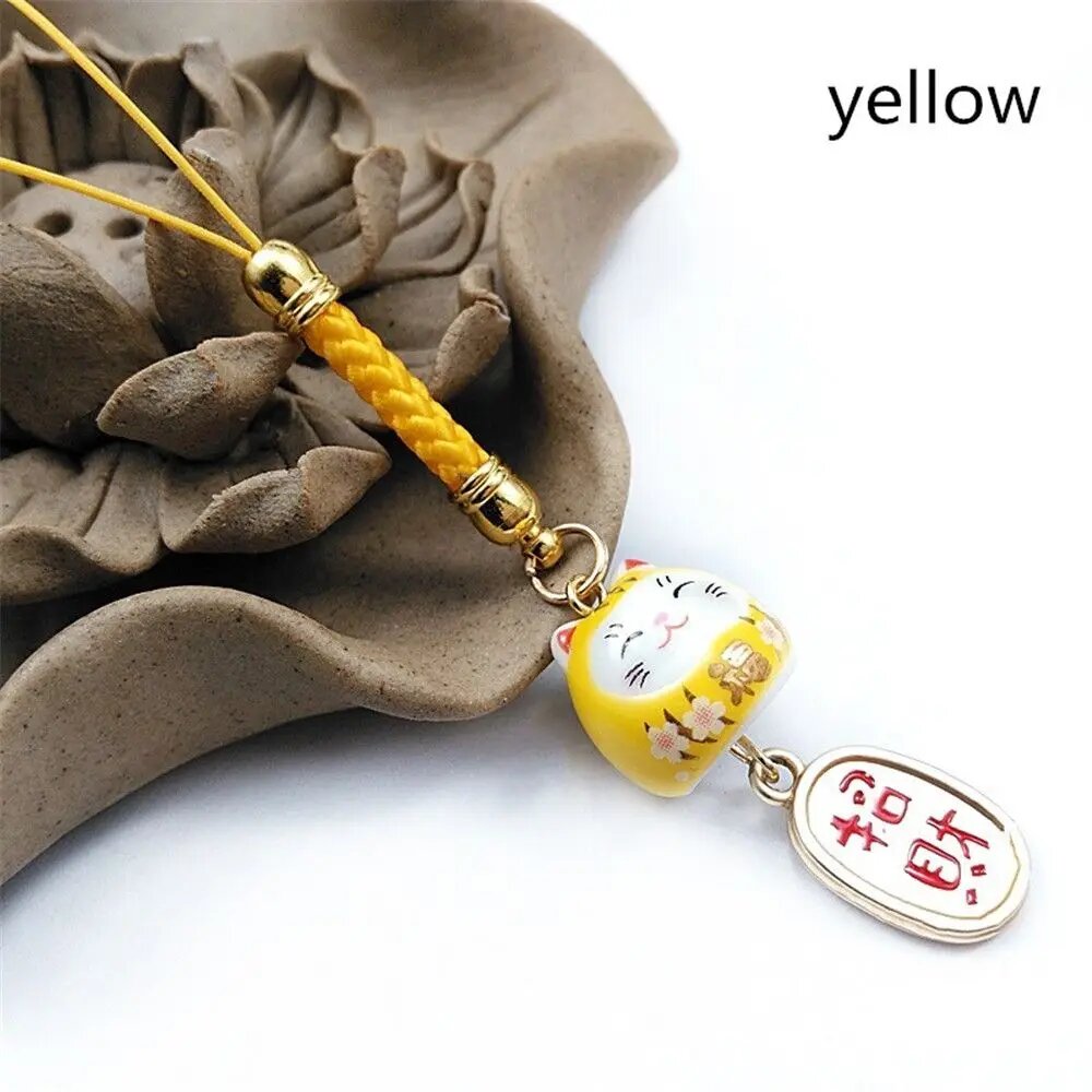 1 шт. керамические японские ремешки для телефона с кошкой на удачу милый брелок Аксессуары для сумок ремешок для ключей для телефона ремешок для подвешивания подвеска Веревка Декор Подвеска, yellow