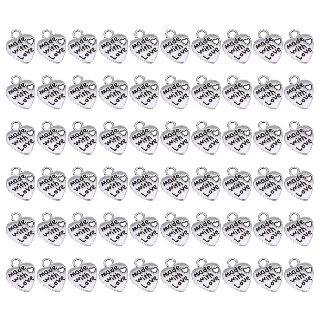 60 шт, подвеска в форме сердца, сделанная с любовью, 12x10 мм, тибетское античное серебро, цветные подвески, изготовление ювелирных изделий, сделай сам, ручная работа, ремесло