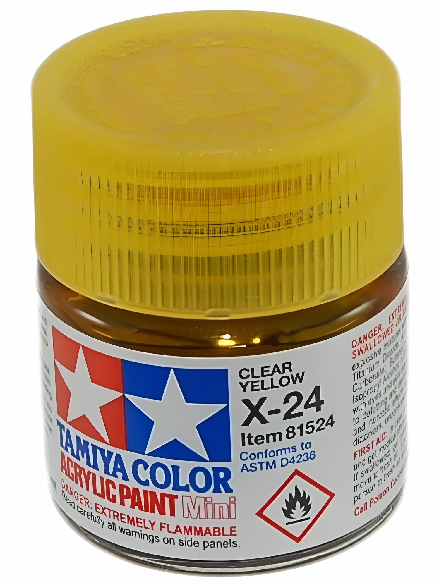X-24 Clear Yellow (Полупрозрачный Жёлтый) акриловая краска, 10мл.