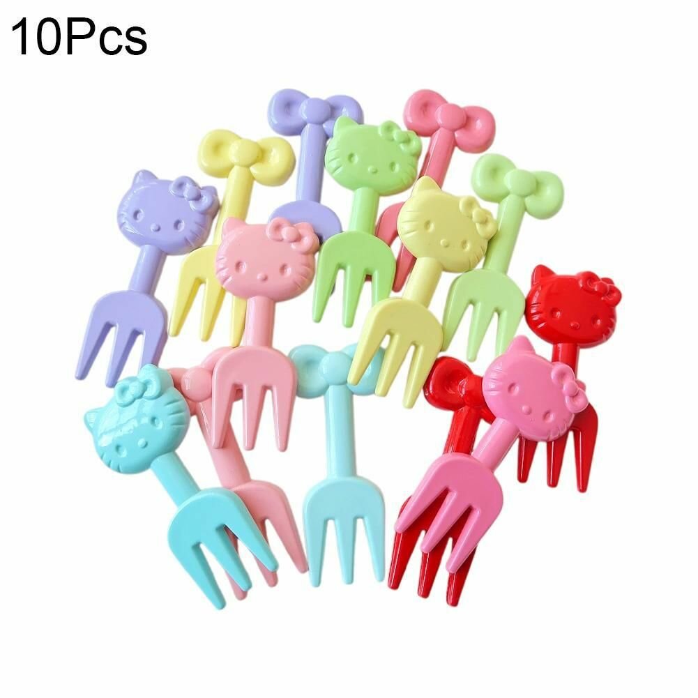 10 шт. разноцветных милых палочек для еды в форме животных, вилок фруктов, десертов