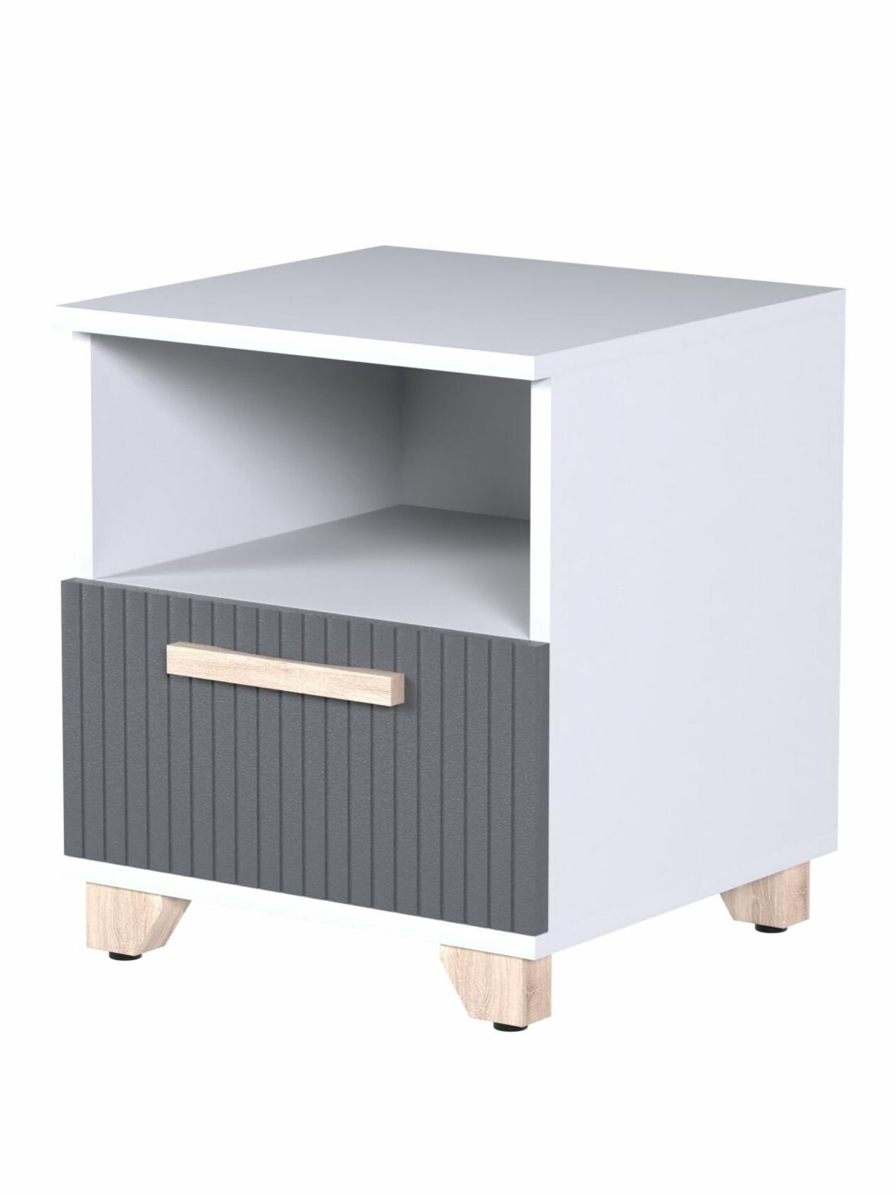 Тумба прикроватная Копенгаген с ящиком Белый / Серый графит (12 Стульев)