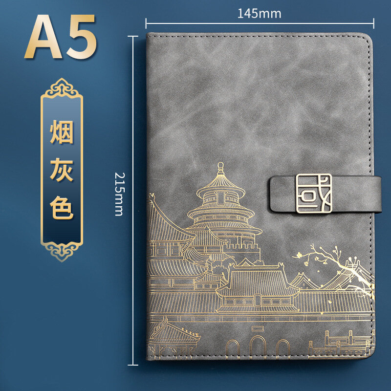 Блокнот-дневник "Национальный стиль прилива", А5, серый, с пряжкой