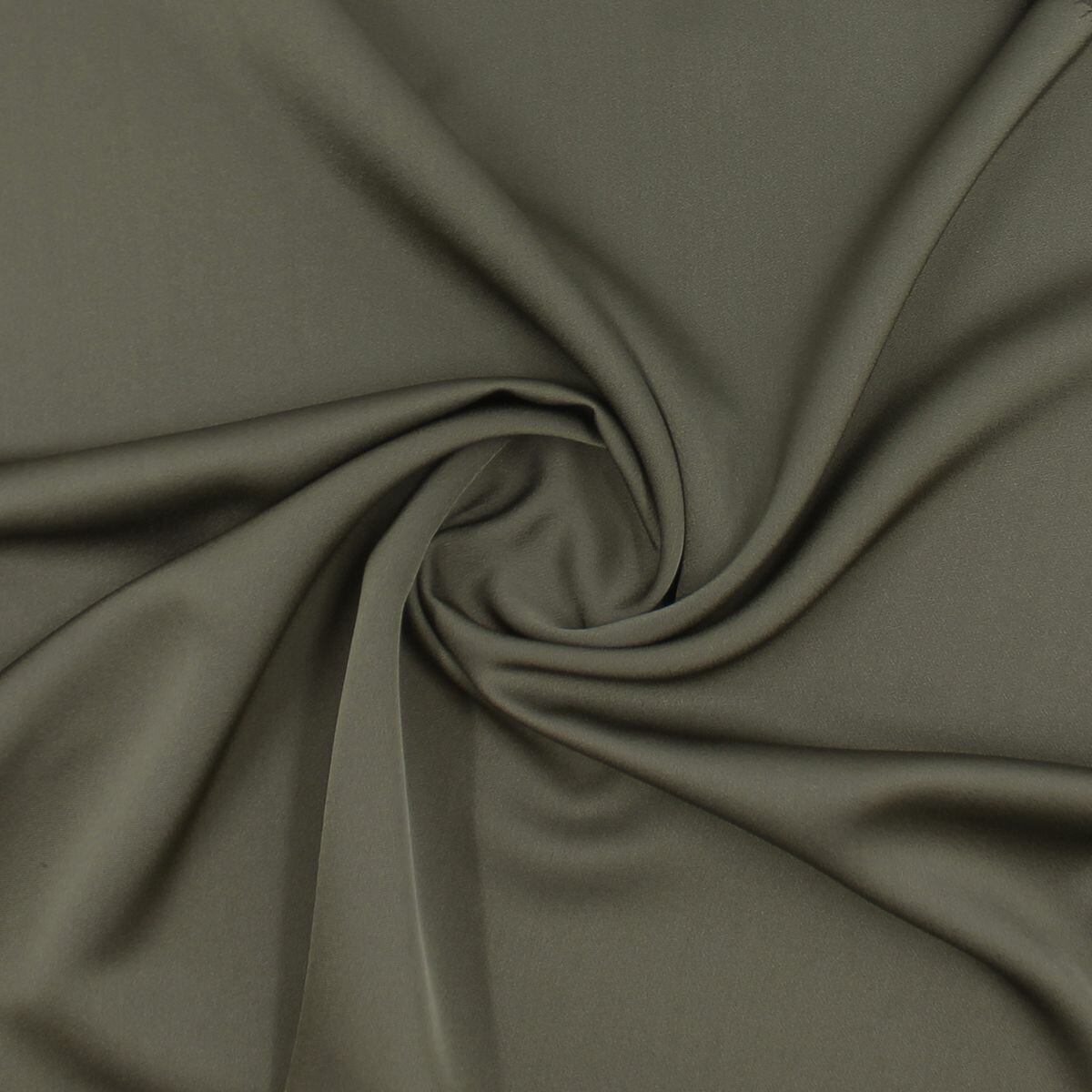 Креп, ткань для рукоделия и шитья цвета хаки, отрез 1,4х1 м
