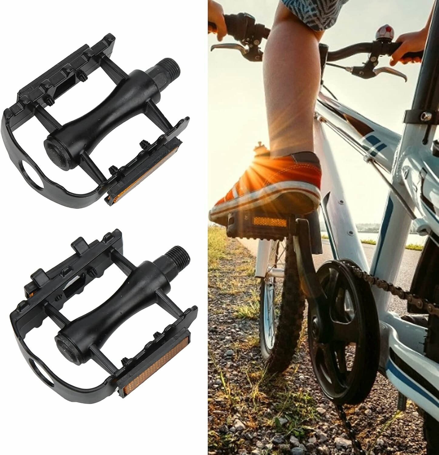 Педали для велосипеда, с катафотами, алюминий, ось 9/16"