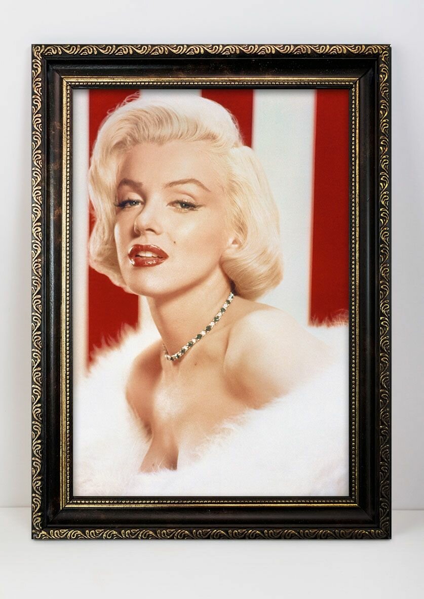 Портрет/Картина Мэрилин Монро в багетной темно-коричневой рамке / А-4 (21x30 см.)