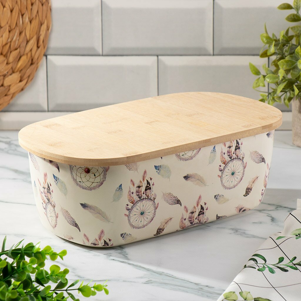 Хлебница КНР бамбуковая, 36,3х20,4х13,7 см, с разделочной доской