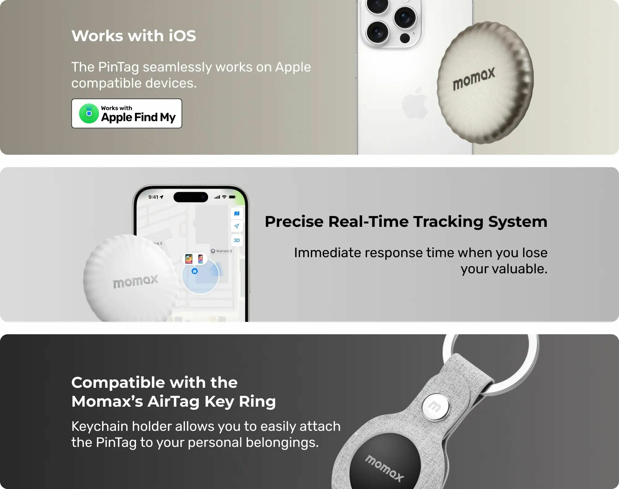 Трекер Momax PinTag Find My Locator (BR5L) - титан