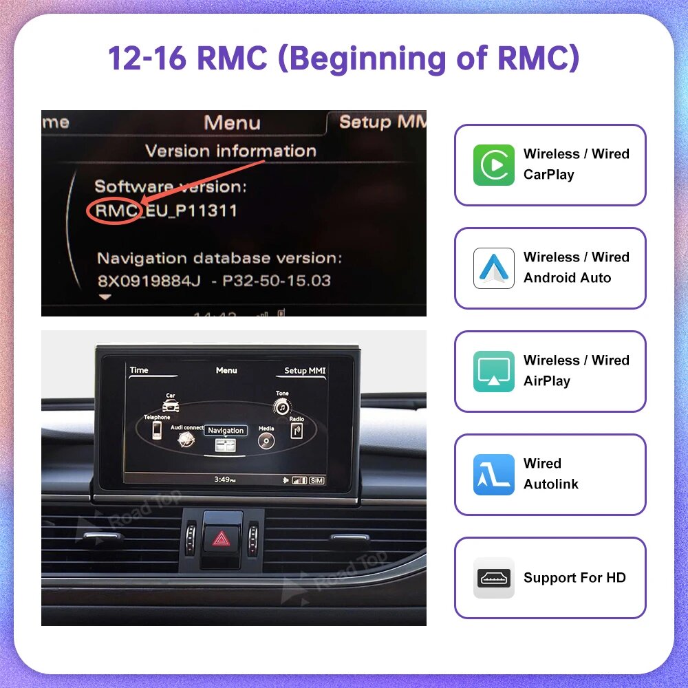 Беспроводной CarPlay для Audi A6 A7 2012-2018, с Android Auto интерфейсом Mirror Link AirPlay Bluetooth задняя камера carplay RMC