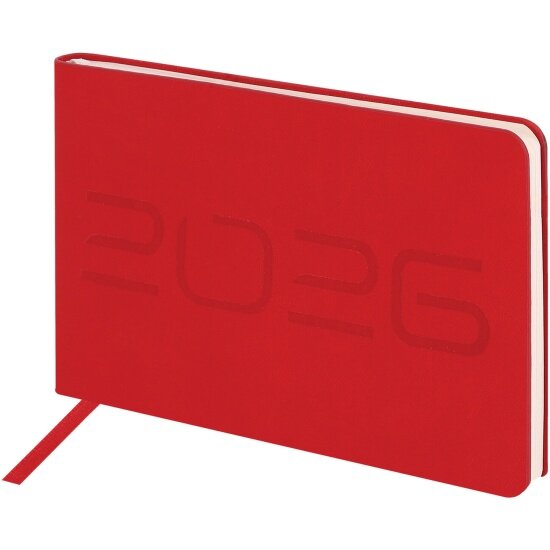 Еженедельник датированный Brauberg 2026 малый формат 105х160 мм, А6, "Imprint", тиснение, красный, 117211