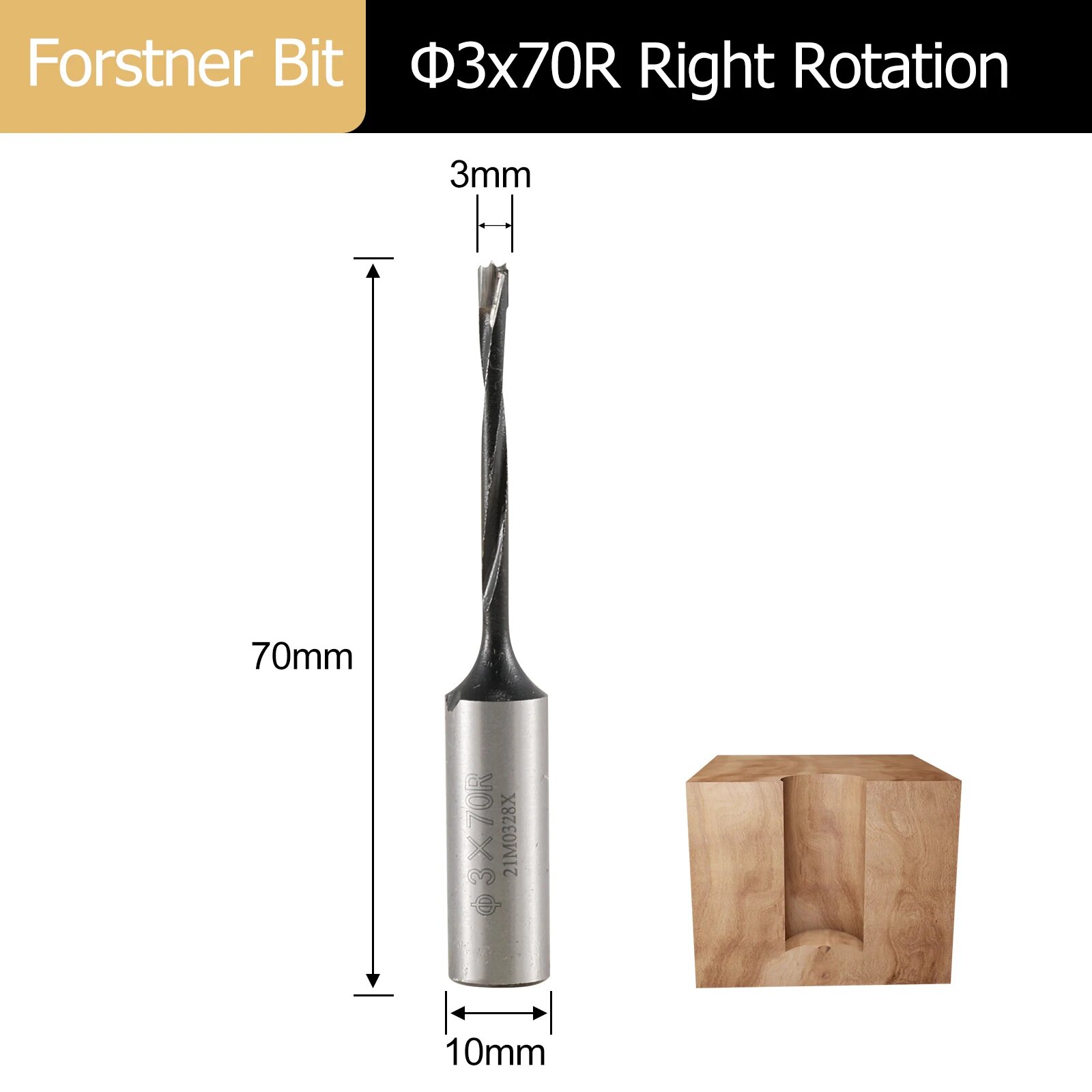 TIDEWAY 1PCS Сверло Форстнера для дерева Мебельная доска Сверла для петель Сверление по дереву Плотницкие инструменты Фреза для дерева S10mmxD3x70-R