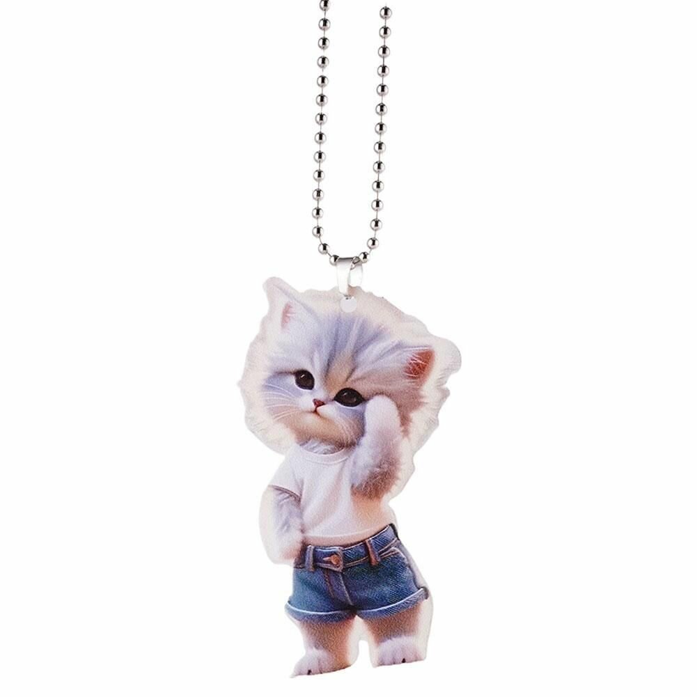 Акриловое подвесное украшение в виде пузатого кота для дома, комнатная рождественская елка, зеркало заднего вида автомобиля, 2D, подвесной кулон в виде большого пузатого котенка