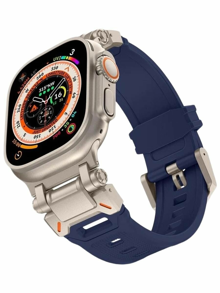 Премиальный ремешок для Apple Watch 42 / 44 / 45 / 46 / Ultra 49 mm Titan Blue