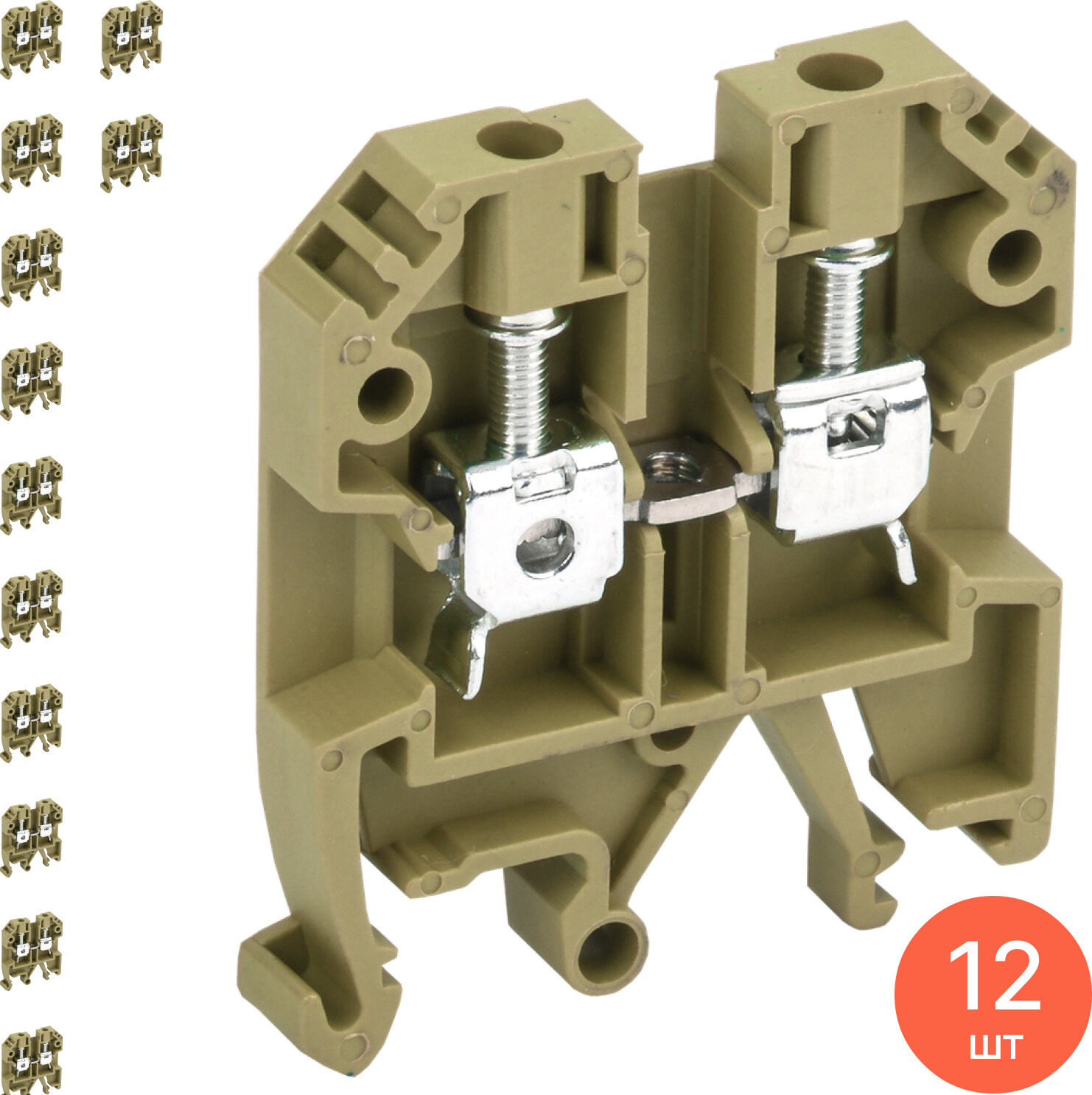 Клемма для проводов IEK / ИЭК КВИ-4мм2 винтовая, корпус огнестойкий полиамид, желтый, 45.7х6.5мм, 1шт. / зажим (комплект из 12 шт)