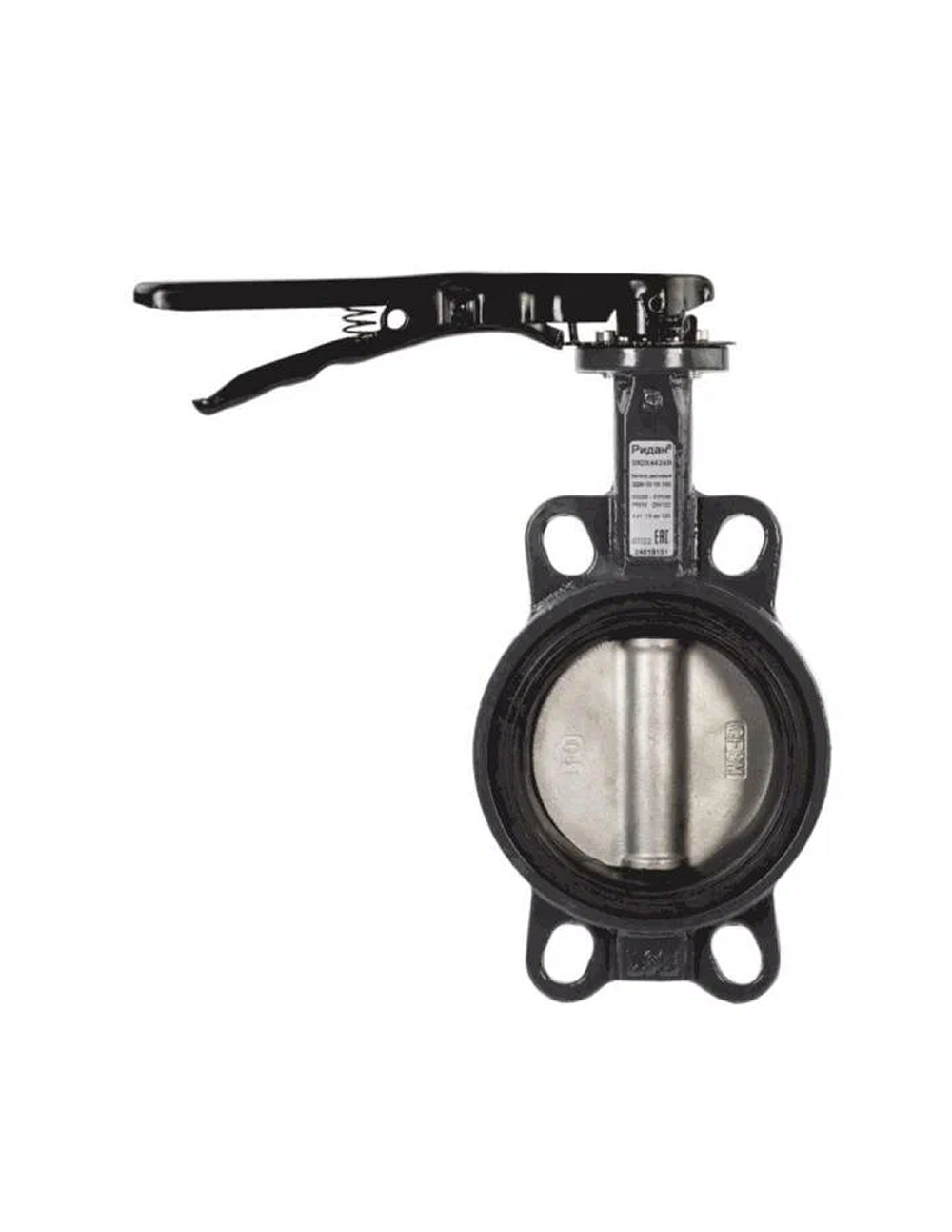 Затвор дисковый поворотный чугун ЗДМ 03 Ду 150 Ру16 межфл с рукояткой диск чугун манжета EPDM Ридан 082X4406R