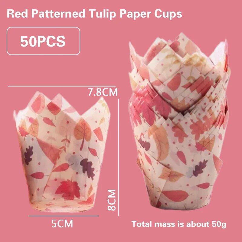 Бумажные стаканчики "Tulip" 50шт, розовые, 5х8см, type-20