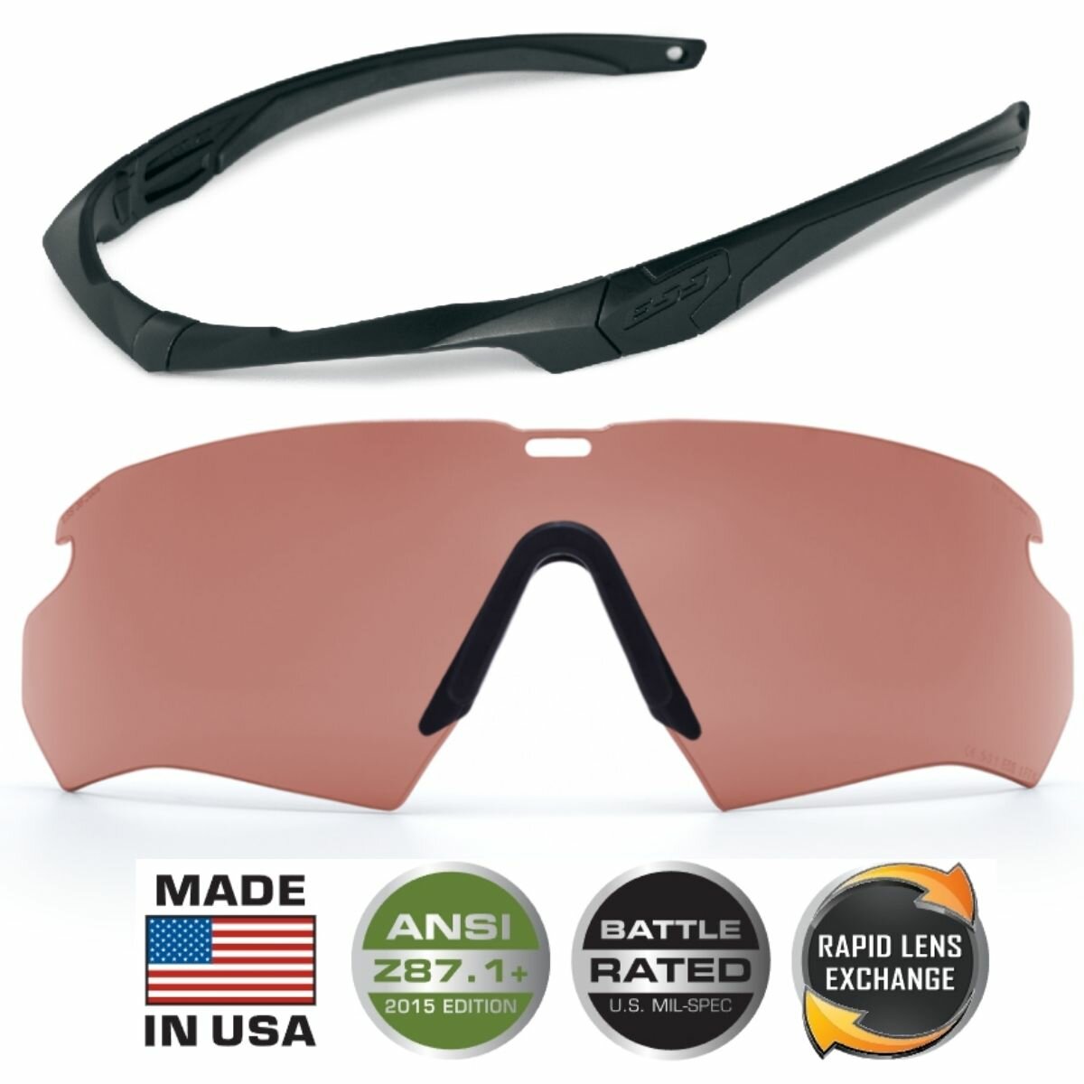 Очки тактические для стрельбы ESS Crossbow One Black Copper(медный)