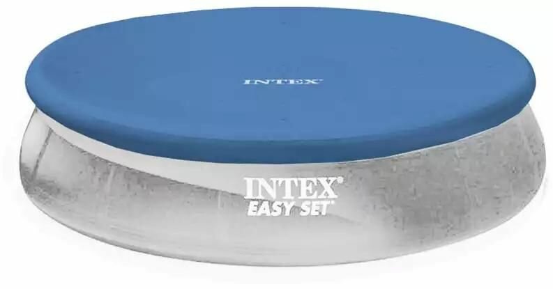 Тент для бассейна Intex с надувным бортом, диаметр 366 см, синий