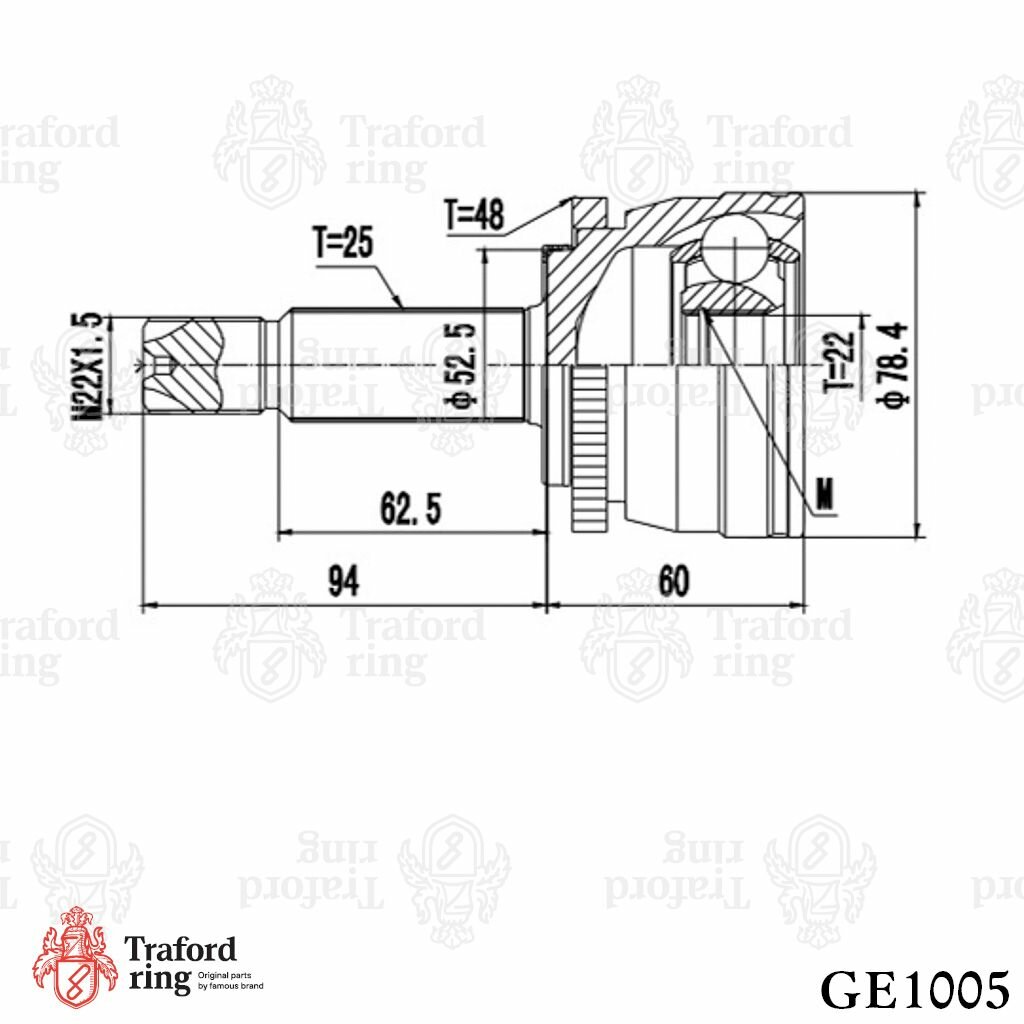 ШРУС наружный, для Хендай Солярис, КИА Рио арт GE1005 Traford Ring