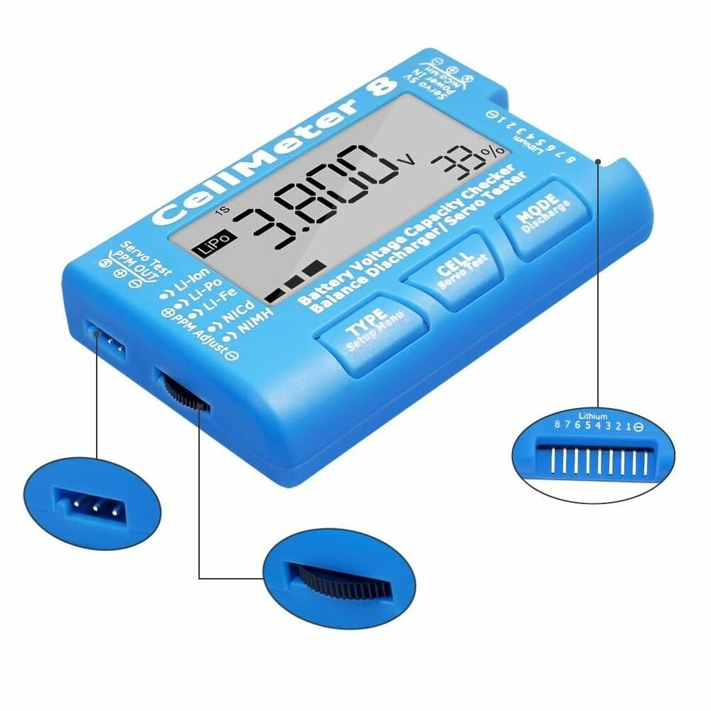 RC Cellmeter 8 Цифровой Тестер Емкости Аккумулятора Контроллер Тестер Напряжения