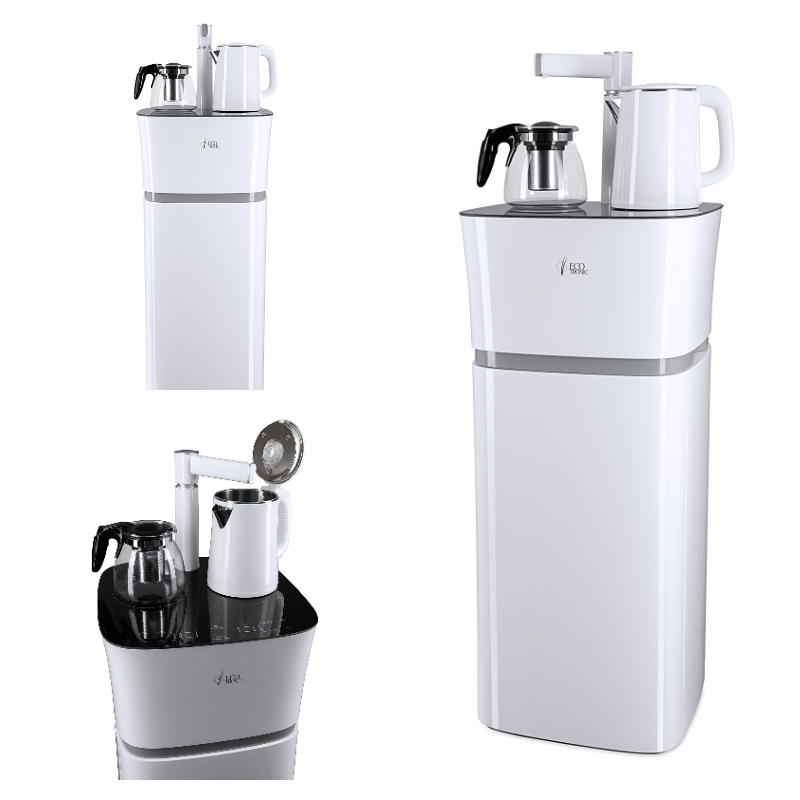 Кулер Ecotronic "Тиабар" TB11-LE White, с чайным столиком, электронное охлаждение