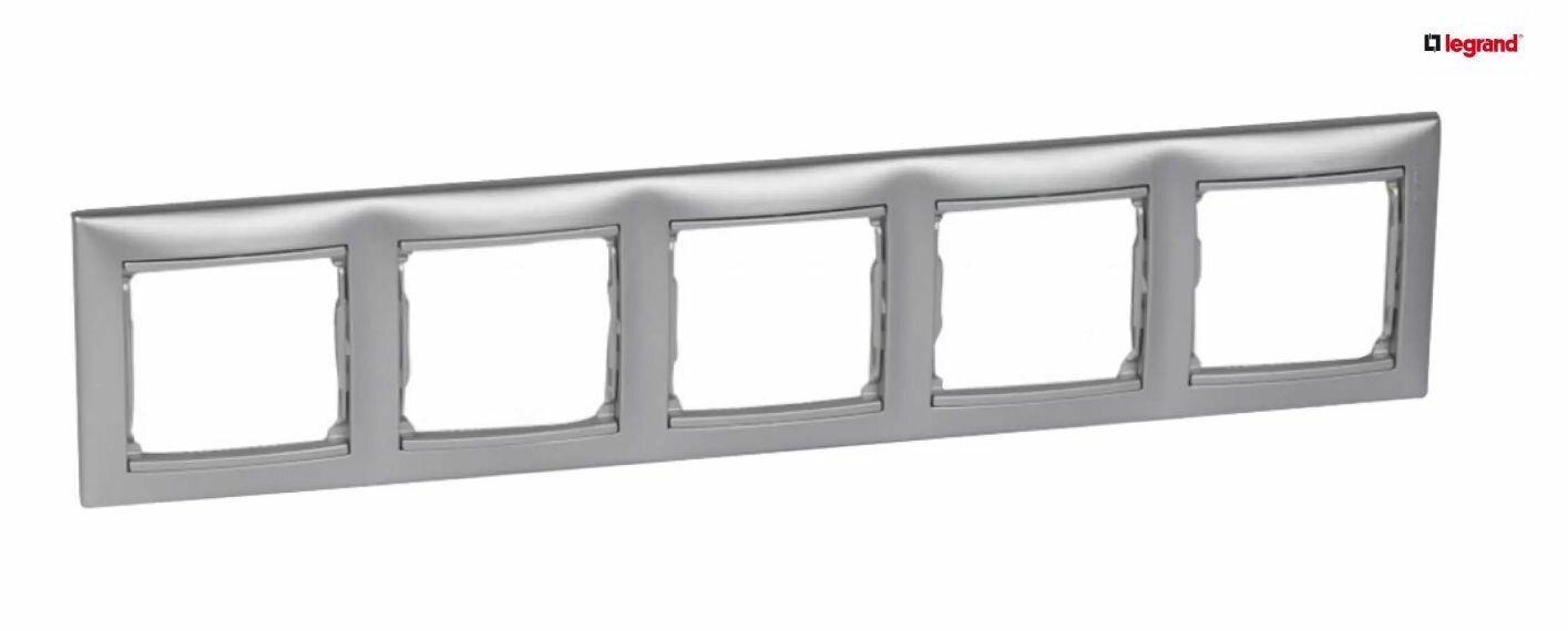 Рамка Legrand "Valena" 770155, 5 постов, скрытый монтаж, глянцевая, алюминий