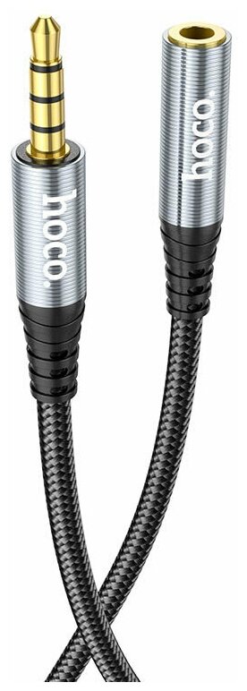 Аудиокабель Hoco UPA20 audio jack 3.5mm на гнездо 3.5mm, длина 2м, серый металлик