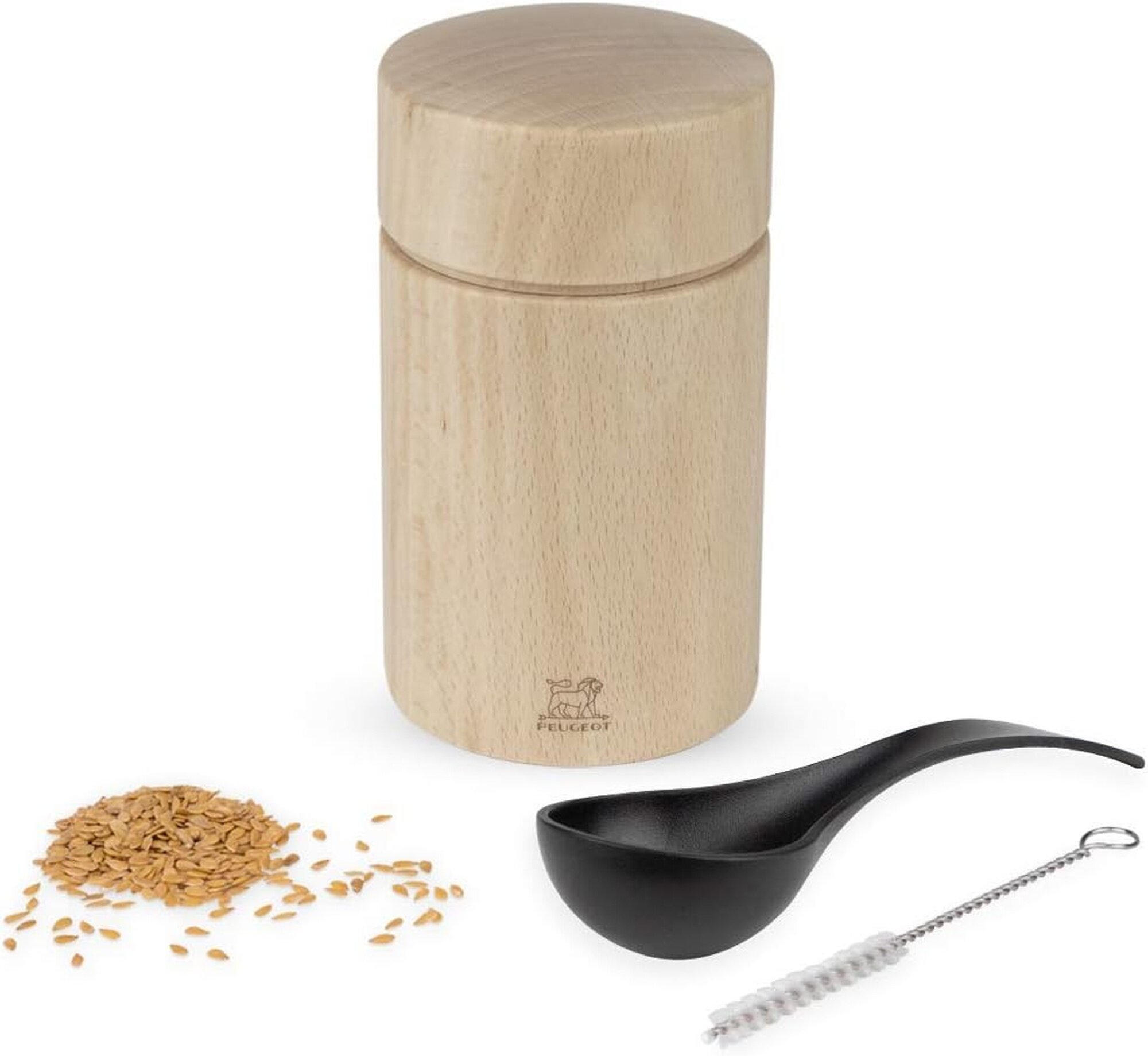 Мельница ручная Peugeot Naka для семян льна, деревянная, натуральная, 11 см, 37567