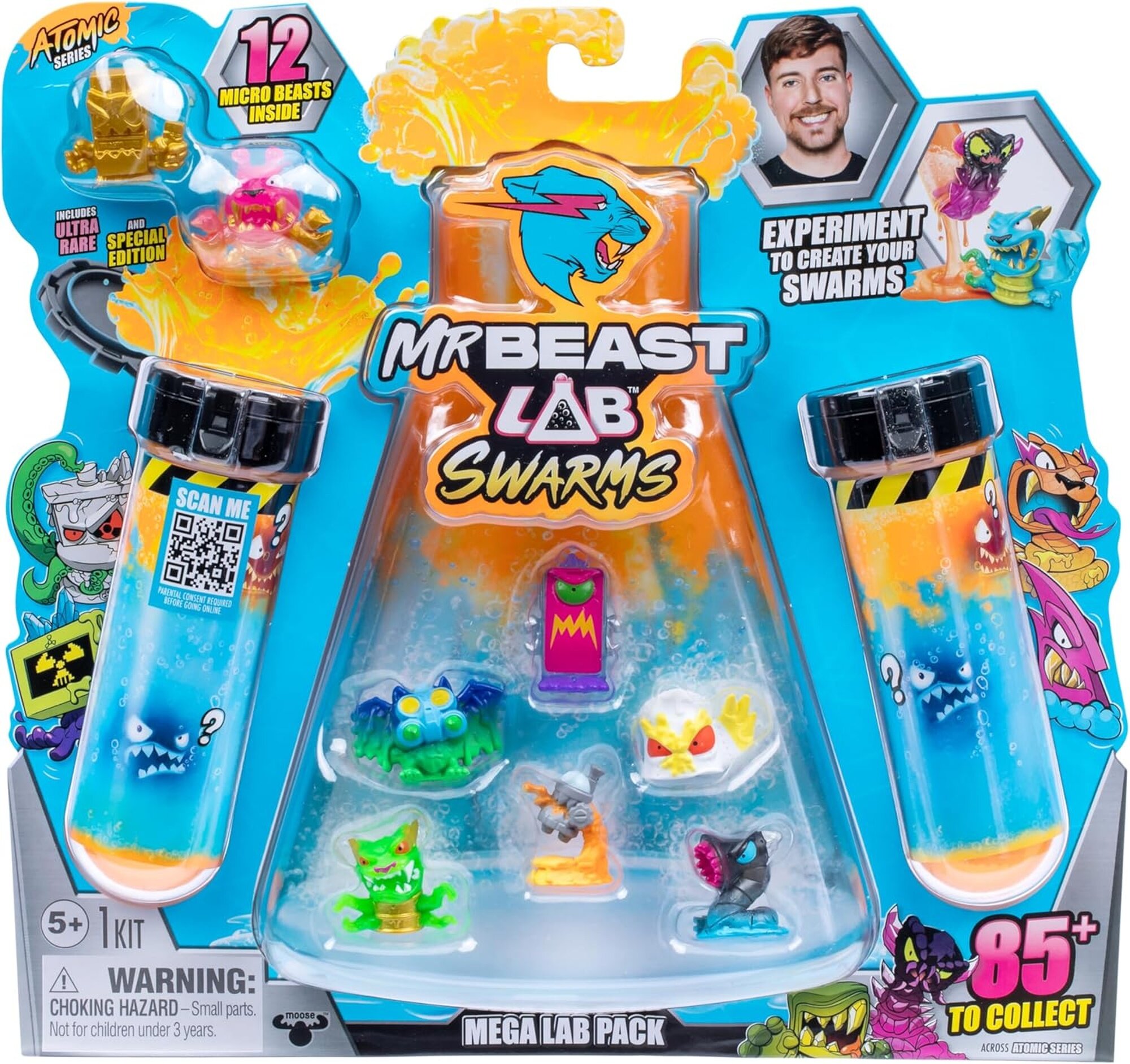 Фигурки Moose Toys MrBeast Lab Swarms - Упаковка из 12 фигурок микрозверей - Мистер Бист 24752