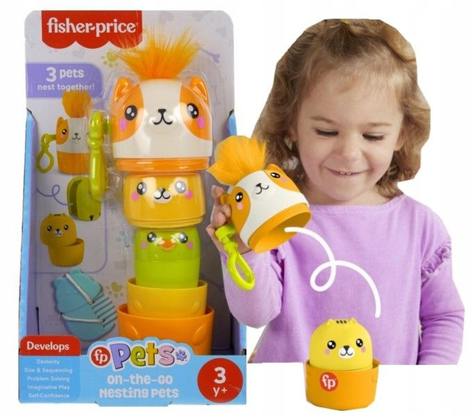 Складная сенсорная игрушка Fisher-Price - Портативный игровой набор стаканчики, фигурки Животные - Фишер Прайс HXP17