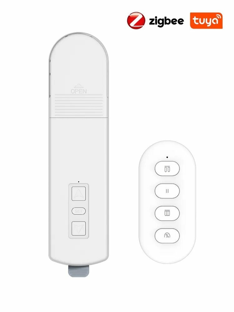 Умный мотор для рулонных штор и жалюзи Tuya Zigbee . Голосовой помощник Alice и настройки таймера. белое.