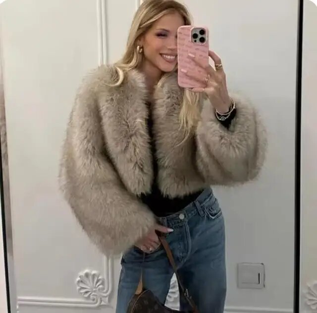 Элегантные искусственные шубы для женщин 2025 года, элегантный кардиган с длинным рукавом, пушистая меховая куртка, женская роскошная женская шуба для улицы