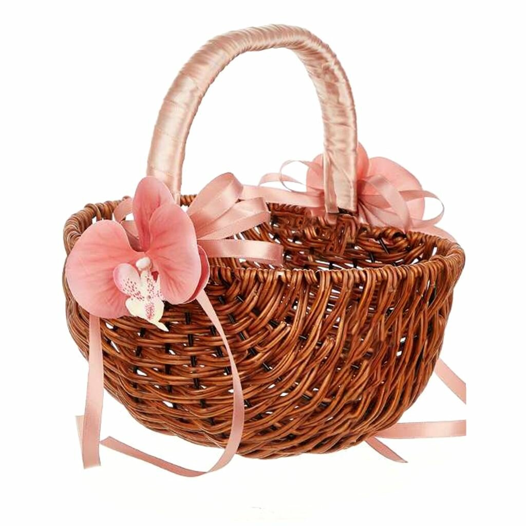Портативная цветочная корзина ручной работы с цветочной упаковкой-розовая ручка