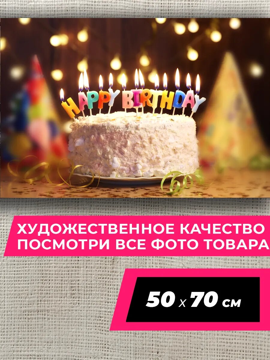С днем рождения Постер на стену 50 на 70, матовая фотобумага премиум качества