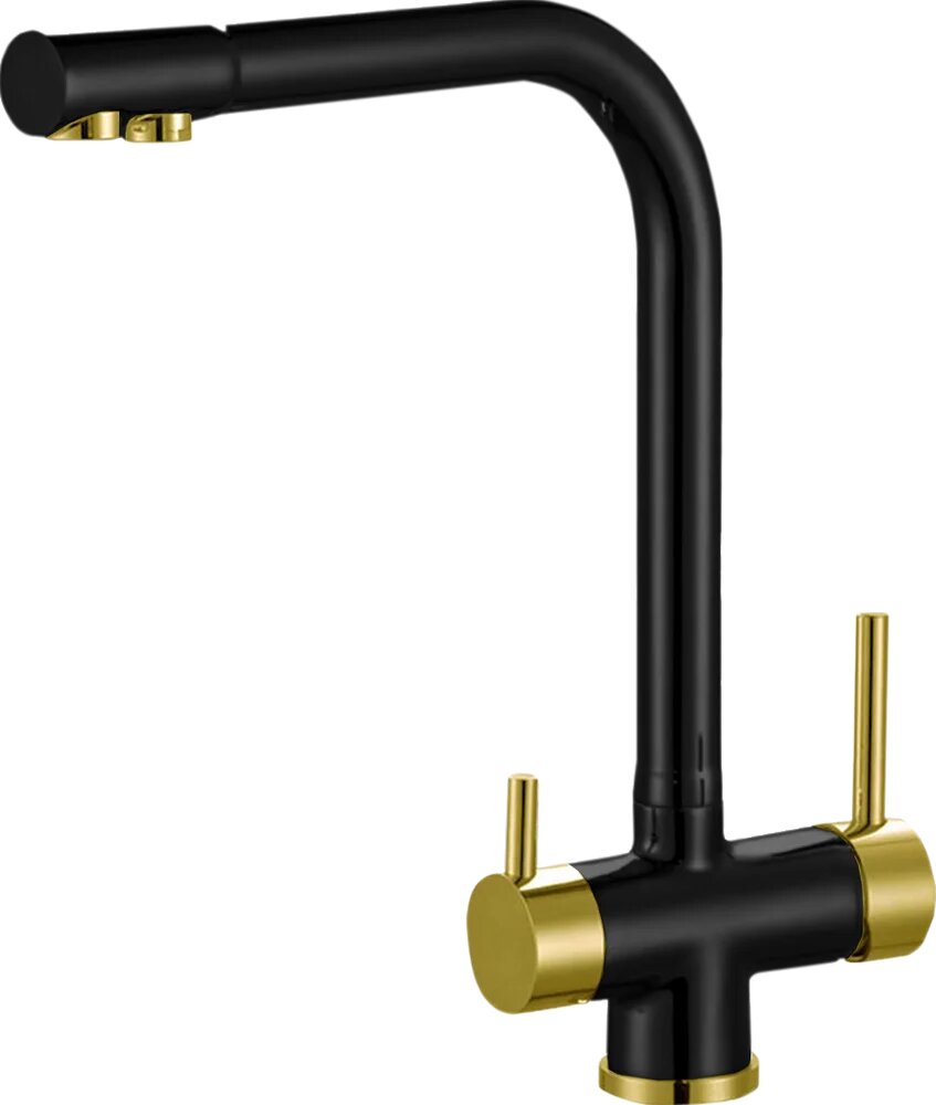 Смеситель для кухни Zorg Sanitary ZR 348 YF BLACK BRONZE с краном для питьевой воды, с поворотным изливом, бронзовый, черный, матовый, однорычажный, латунный, с керамическим картриджем