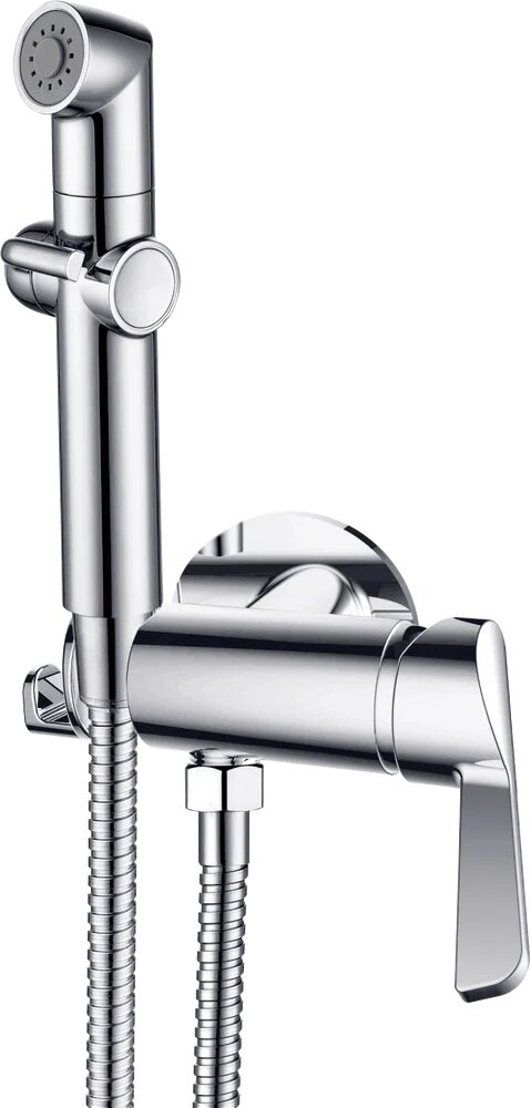 Гигиенический душ D&K Paulinus Rhein DA1464501 встраиваемый, скрытого монтажа, со смесителем, хром, глянцевый, латунь, рычажный, смеситель для биде