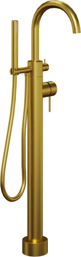 Напольный смеситель для ванны с душем Paini Cox 78PJ136LM с душевым гарнитуром, поворотный, хром, золотой, латунный, с функцией экономии расхода, с керамическим картриджем