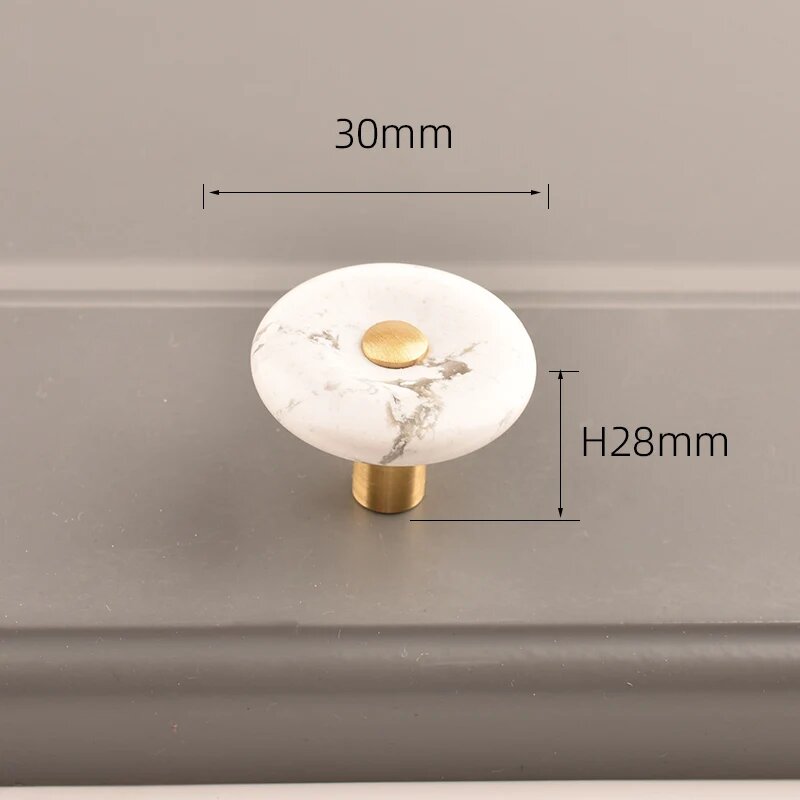 Латунные ручки для шкафов Tenchtwo с агатом, круглые D-Agate