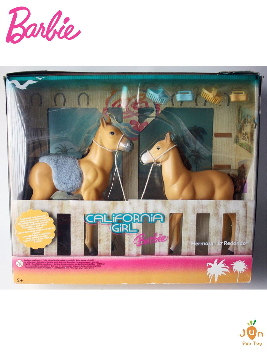 Барби, Barbie California Girl Hermose & Redondo Horse / детские игрушки с 2 лошадками и аксессуарами, подходящие для подарок на день рождения от 5 лет и старше