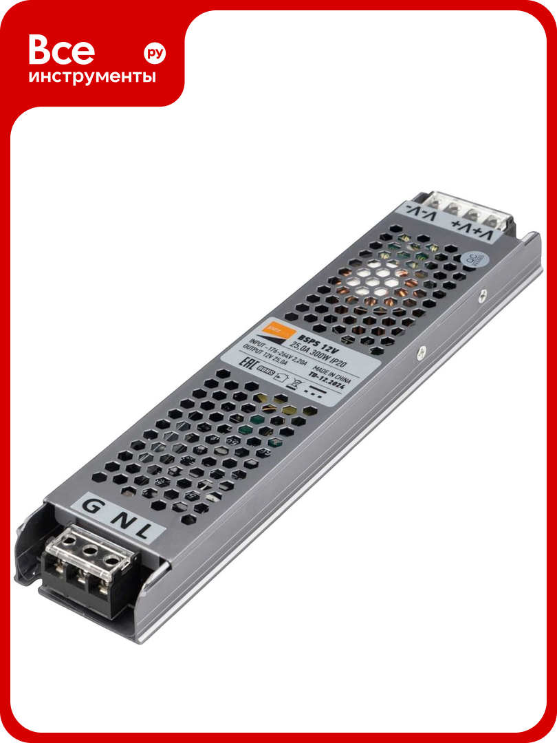 Блок питания для светодиодной ленты Jazzway BSPS 12В 25.00А=300Вт IP20 5062146