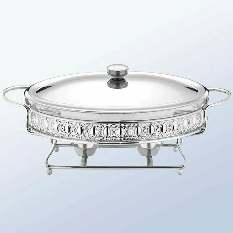 Мармит С подогревом, Термостойкое стекло, спиртовая плита, нержавеющая сталь, с подогревом, дизайн абстракция, 3 л