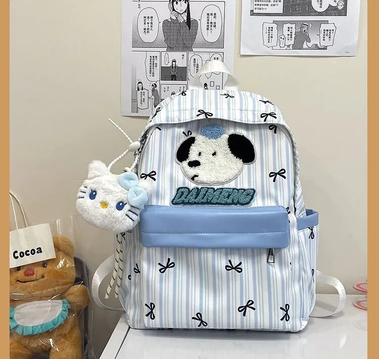 Мультяшный милый рюкзак Hello Kitty большой емкости для девочек 2025 года, новый стиль, универсальная школьная сумка студентов и поездок на работу