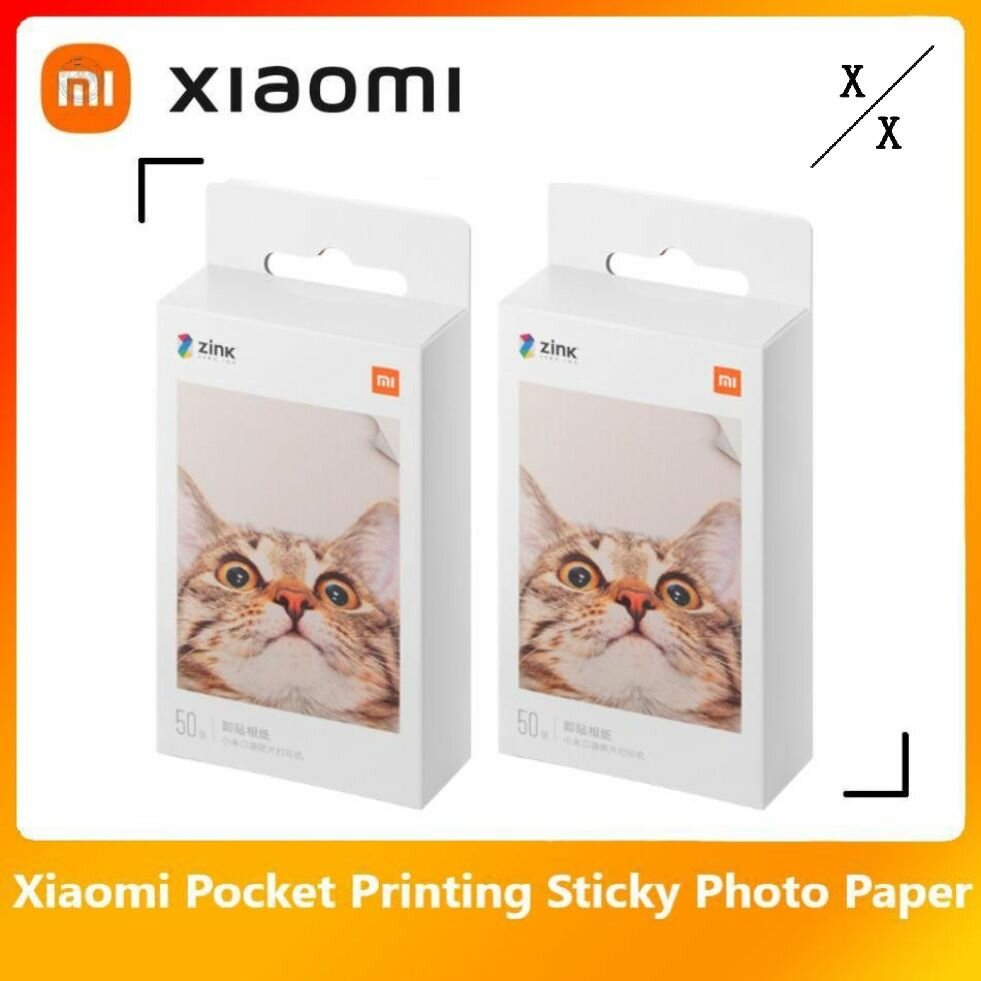 Xiaomi фотобумага для карманного принтера, 50 самоклеящихся листов 3 дюйма, ZINK без чернил, моментальная печать стикеров, подходит для Mi Pocket Printer
