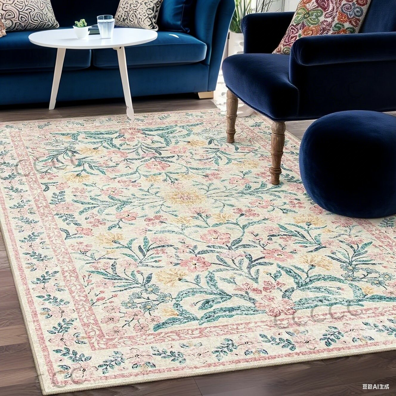 Ковер ПерсидскийМоющиеся коврики, Мягкий коврик для спальни с цветочным рисунком, нескользящий, Бежевый ковер в стиле Бохо с цветочным рисунком. X89G 200x150 см