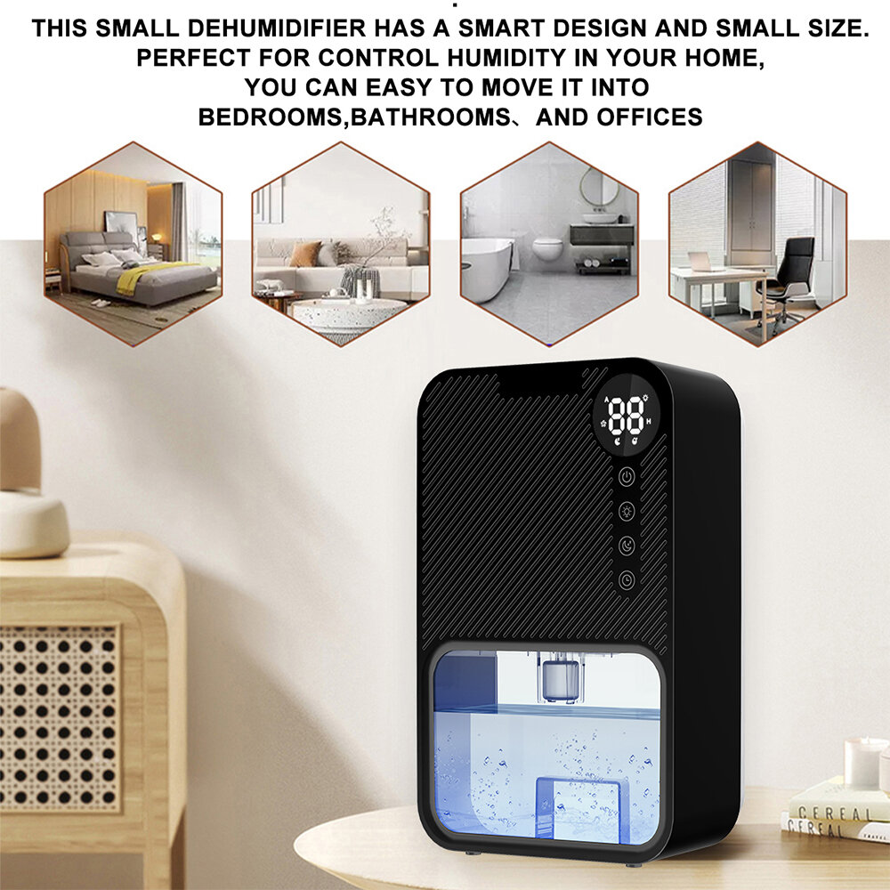 Электрический осушитель воздуха для дома, тихий, емкость 37 унций, с автоматическим выключением, цветная LED подсветка и таймер на 24 часа