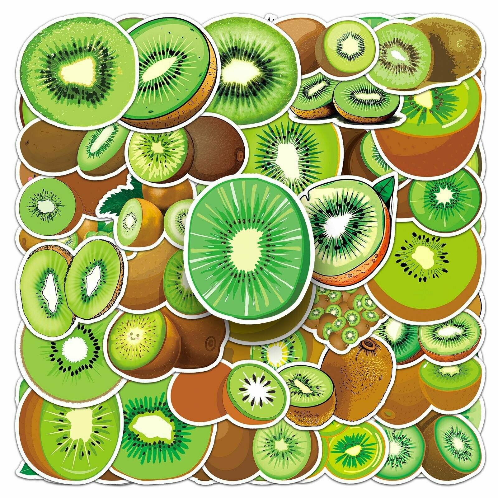 Набор из 50 наклеек «Киви», милые наклейки с зелеными фруктами и едой, водостойкие виниловые наклейки для ноутбука, альбома, чехла для телефона, чемодана, блокнота, бутылки с водой, журнала, чашки, холодильника, эстетичный декор своими руками