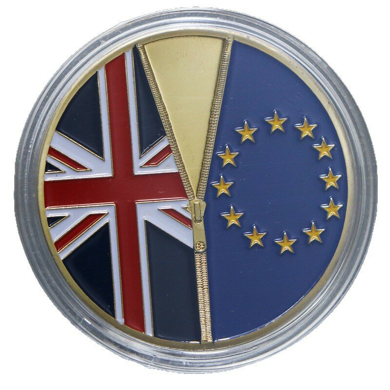 Памятная монета Brexit 2017, выход Великобритании из Европейского Союза, позолоченная коллекционная монета с изображением флага Великобритании и флага ЕС, политико-исторический сувенир для демонстрации и культурной коллекции