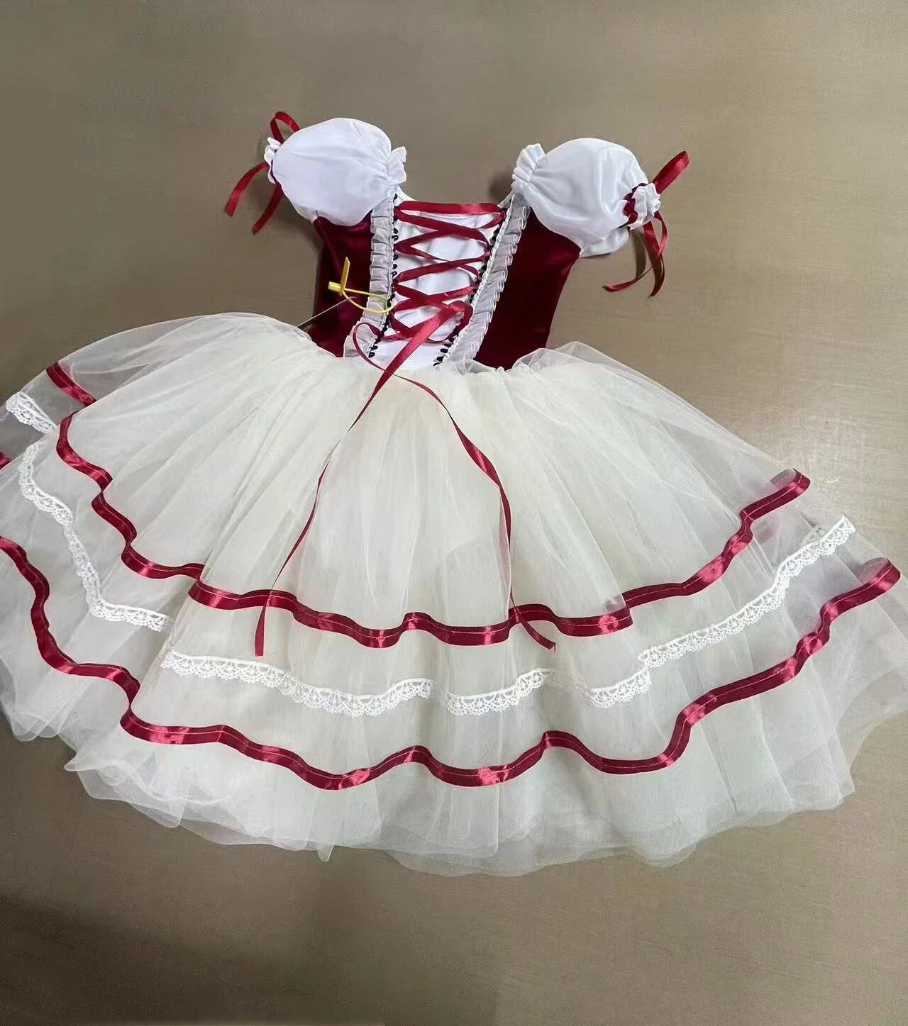 Детский балетный костюм «Жизель» красный полиэстер Белый, М, style 6
