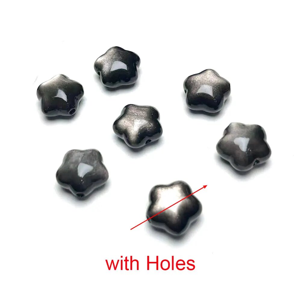 Натуральный обсидиан, мини-звезда 2pc(13mm approx )